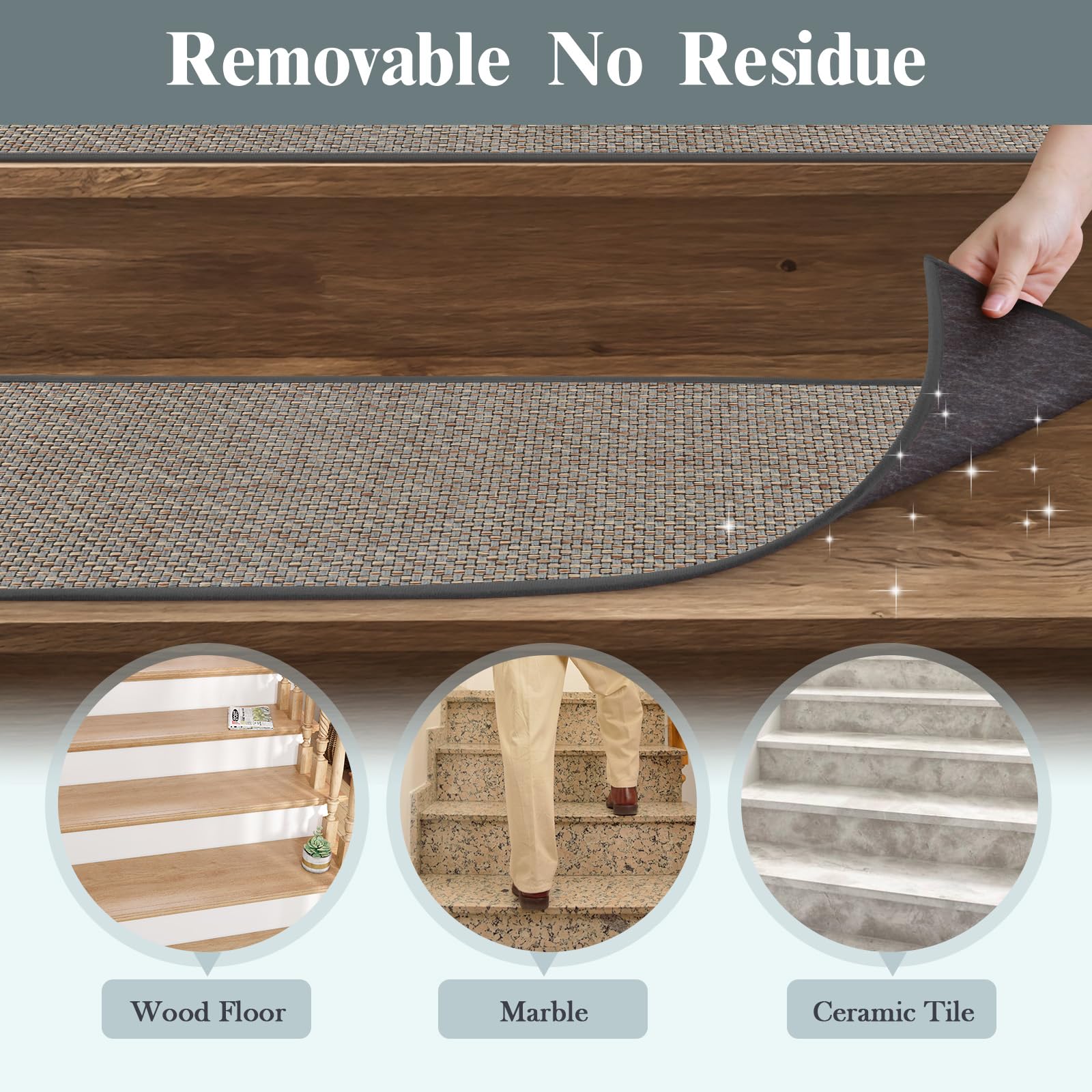 Mua Tiveney Stair Treads Non Slip 15PCS 8"x30" Linen Stair Runner, Self ...