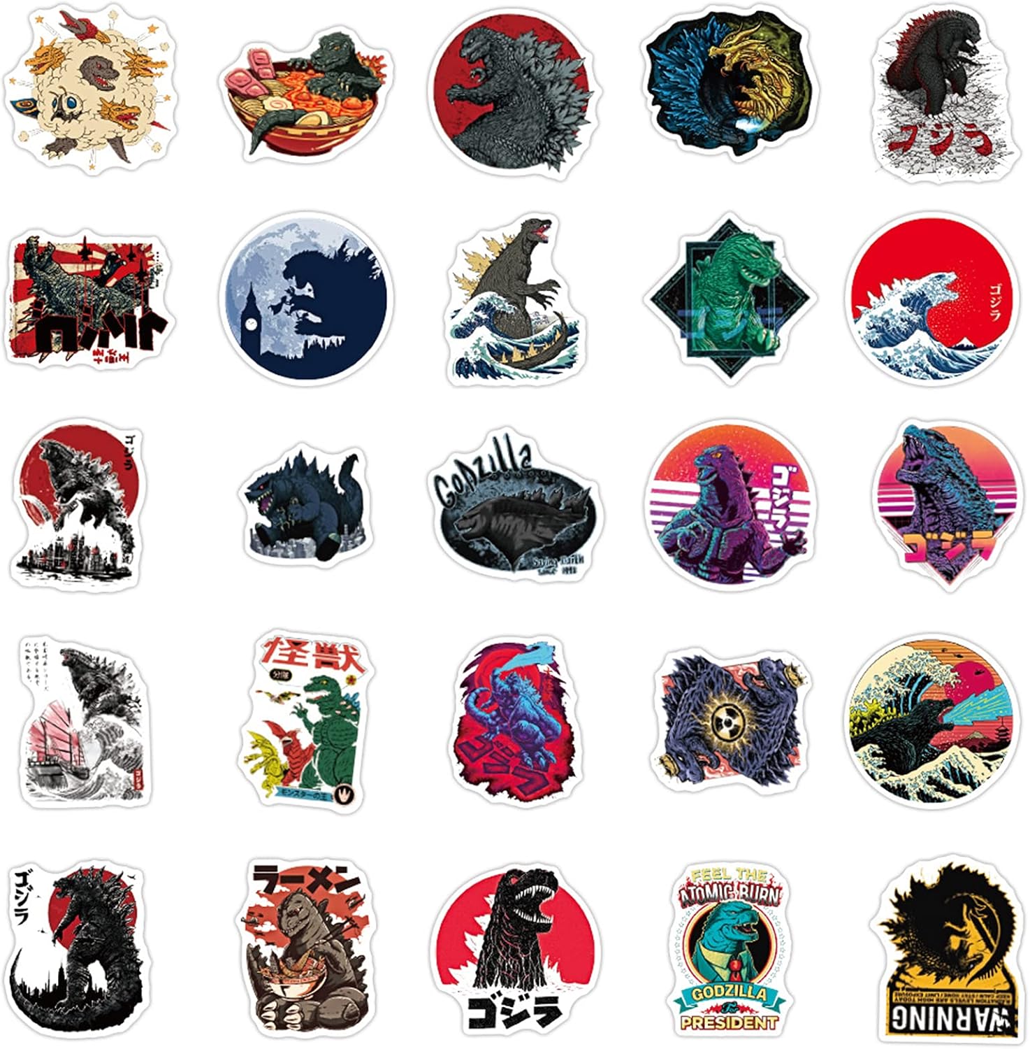 50 Pcs Stickers, Waterproof Godzilla Stickers Aesthetic Vinyl Stickers ...
