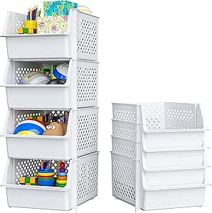 Skywin Plastic Stackable Storage Bins for Pantry - Stackable Bins For ...