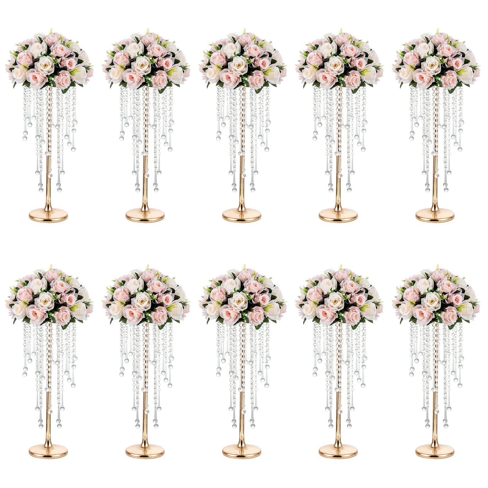 NUPTIO Gold Vases for Centerpieces Wedding - 10 Pcs 21.7in Tall Gold ...