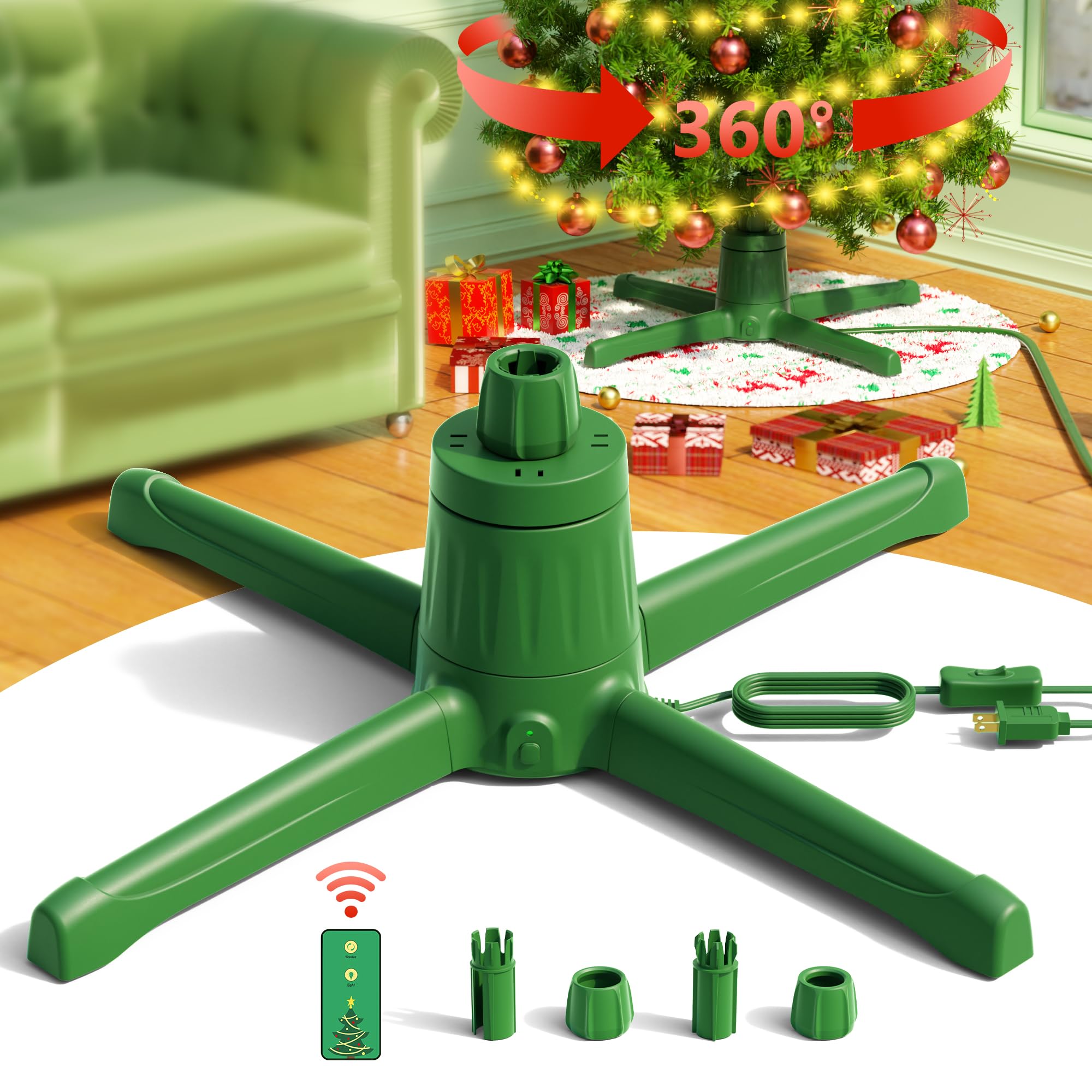 COOLWUFAN 360-Dgree Rotating Christmas Tree Stand for Up to 9ft & 120lb ...