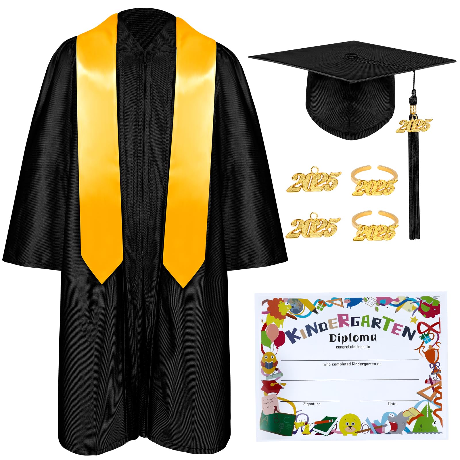 Mukum Kindergarten Graduation Cap and Gown Set with Tassel 2025 Charms ...
