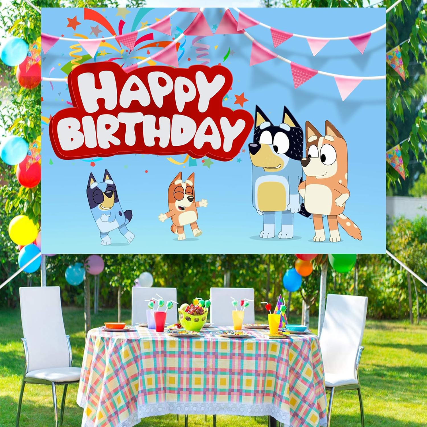Electronics Bluey Theme Backdrops Girls Birthday Party Photography ...