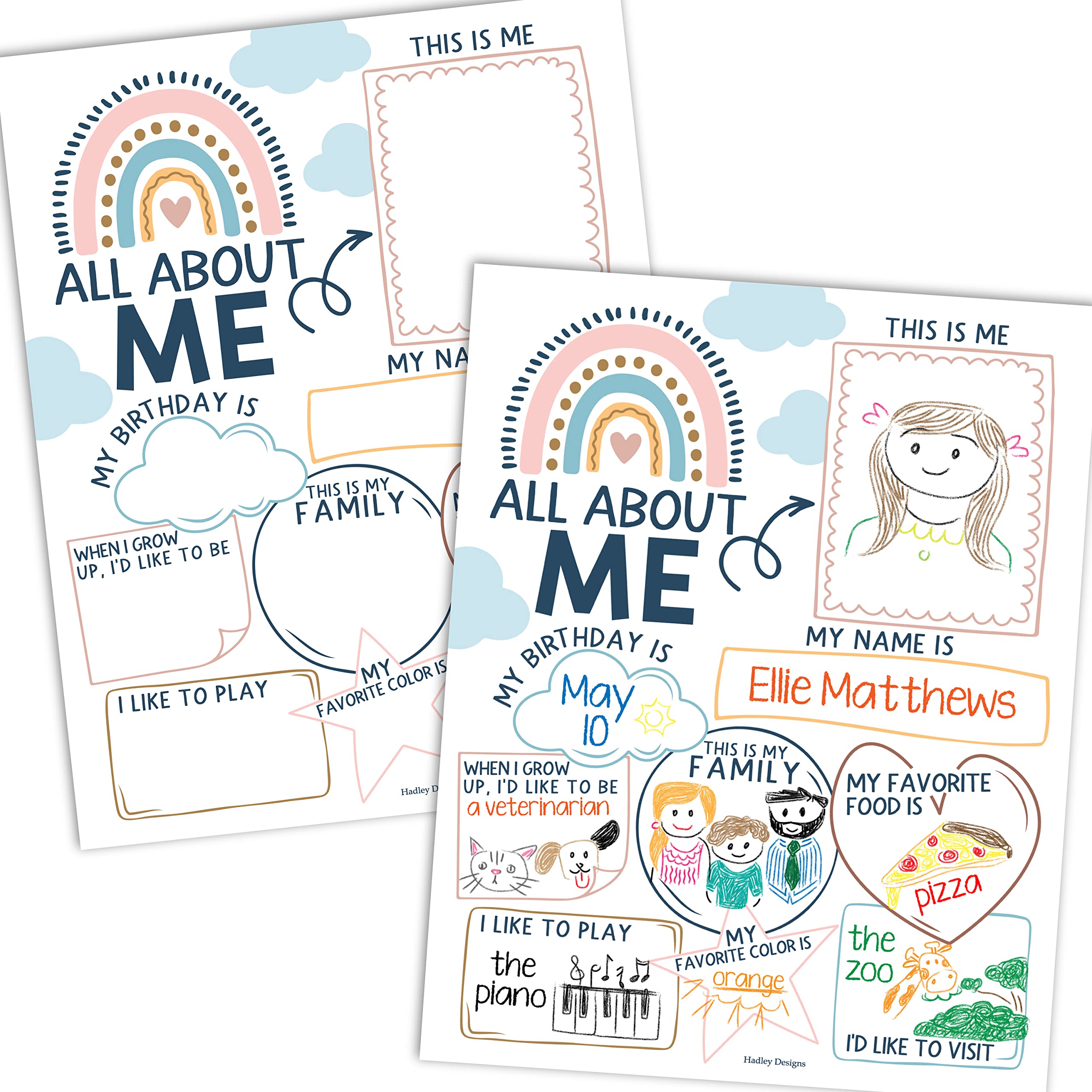 Mua Hadley Designs 20 Boho Read All About Me Posters For Elementary ...