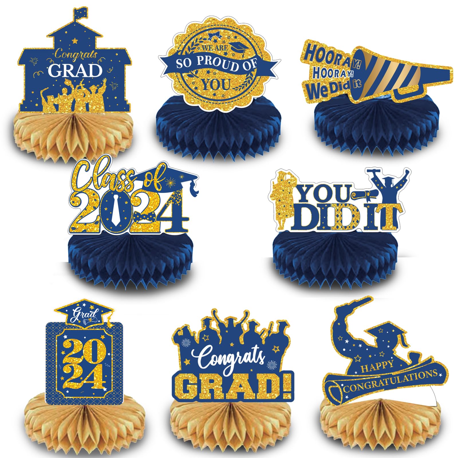 8 PCS Graduation Honeycomb Table Toppers for Graduation Party ...