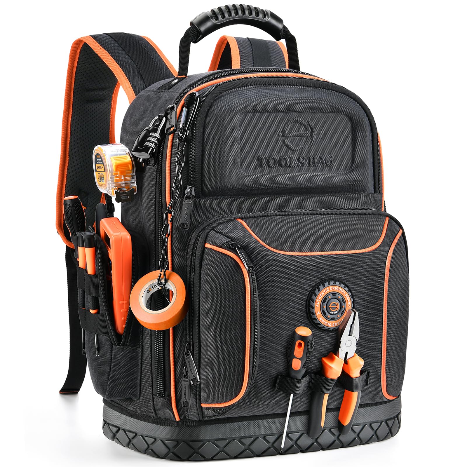 Tool Bag Backpack, 75 Pockets & Loops Heavy Duty Canvas Tools Organizer ...