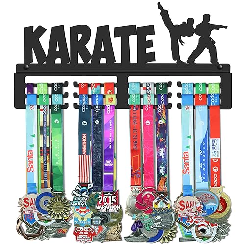 GENOVESE Karate Medal Holder Display Hanger Rack Frame,Black Sturdy ...