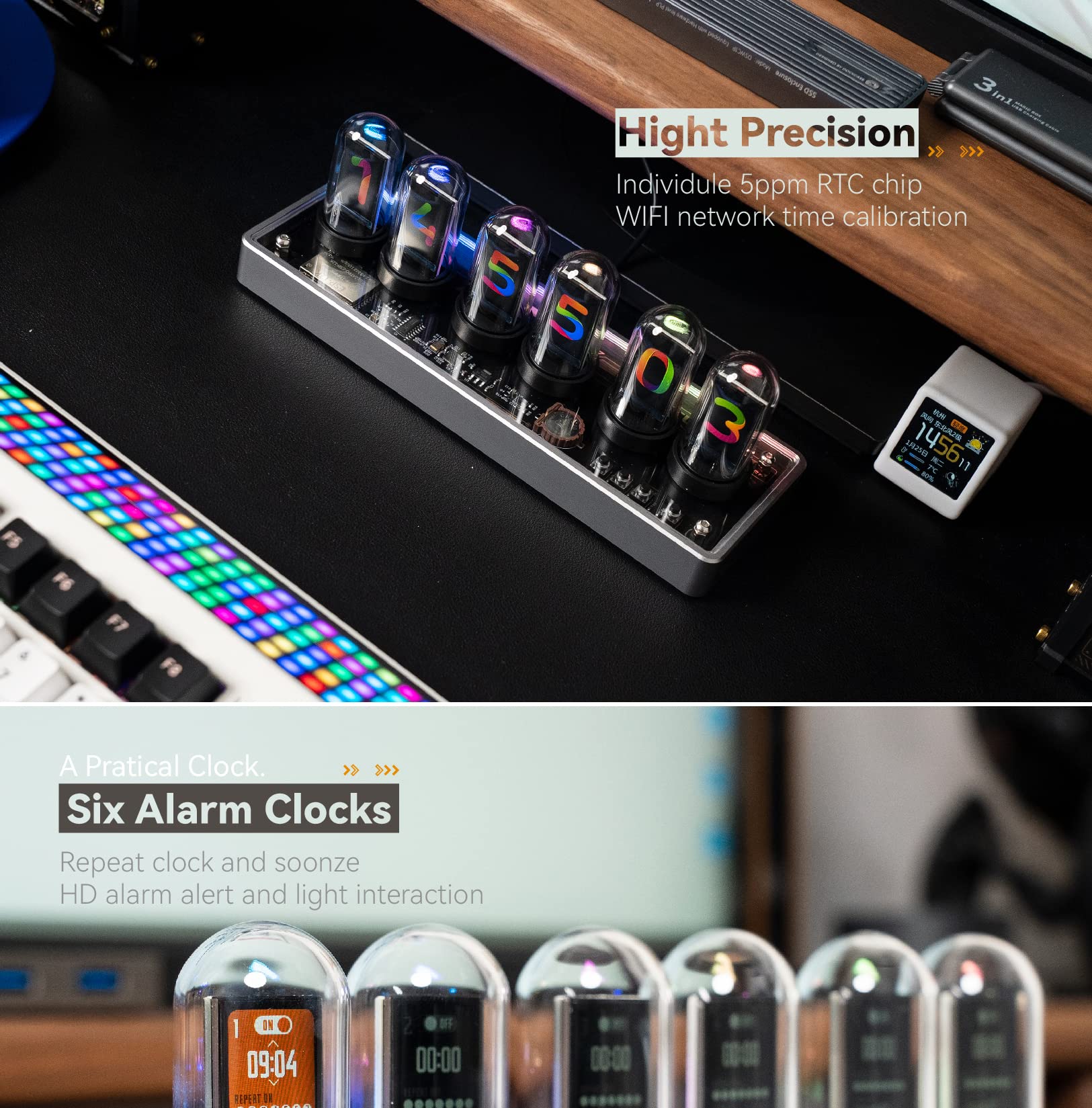 Mua Imitation IPS Nixie Tube Clock,DIY Nixie Clock,Digital Clock Alarm Clock, RGB Creative Clock ...