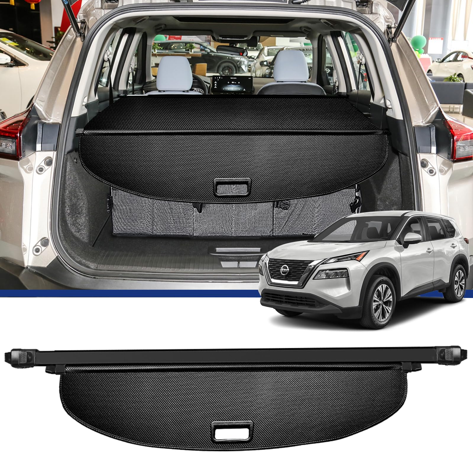 Cargo Cover for Nissan Rogue 2021 2022 2023 2024 2025 Carbon Fiber ...