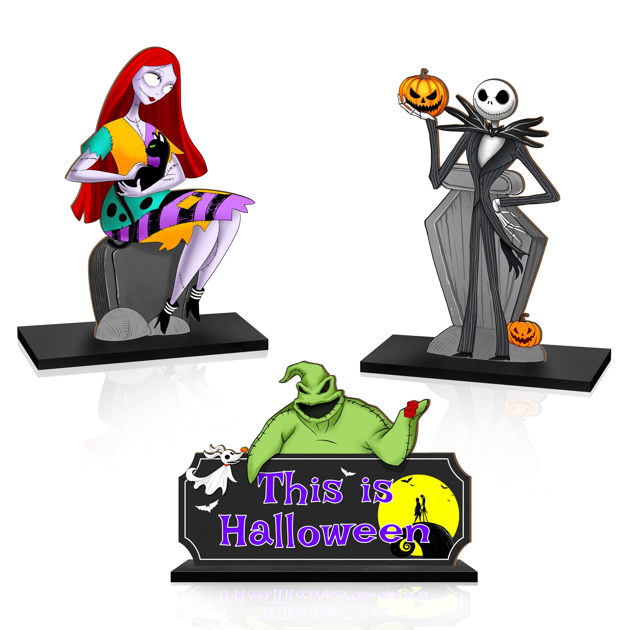 Nightmare Skull Table Sign, Sally Green Monster Tray Decorations Set ...