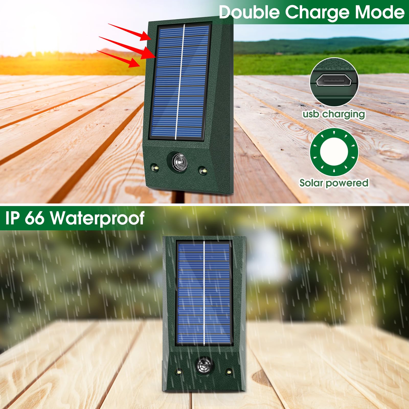 Mua 2 Pack Solar Ultrasonic Animal Repeller Outdoor, Deer Repellent ...