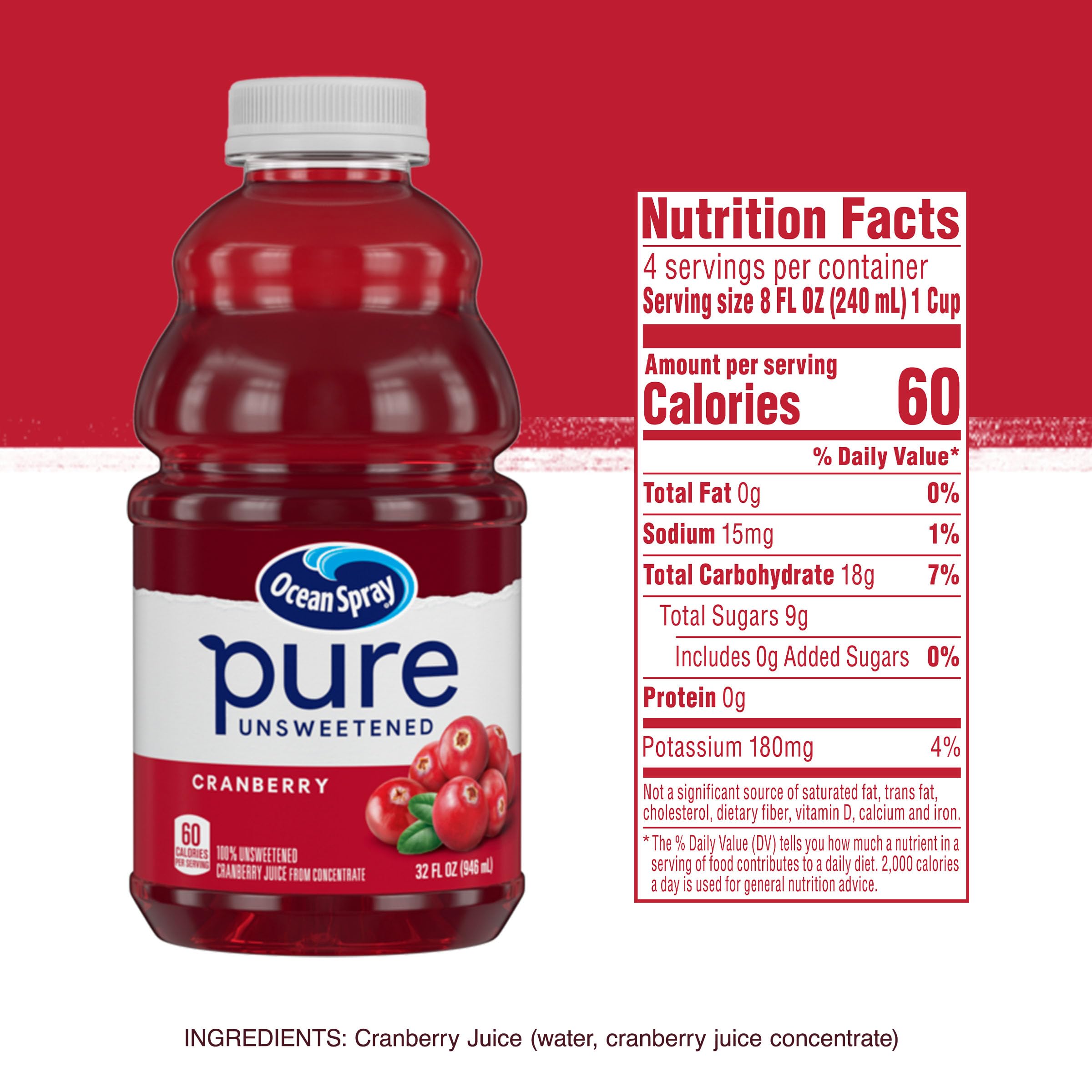 Mua Ocean Spray® Pure Unsweetened Cranberry, 100% Cranberry Juice From ...