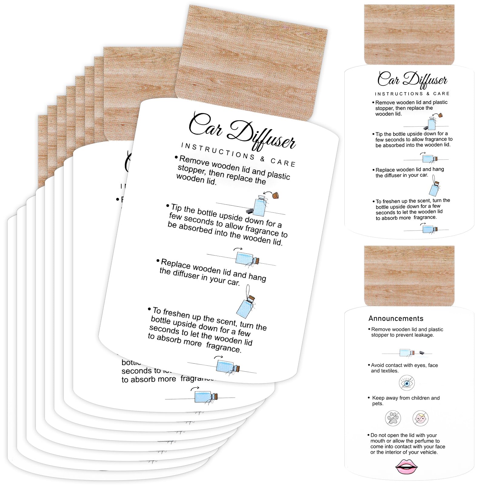 Motiskyy 200 Pcs Hanging Car Diffuser Instruction Cards for Car Oil ...