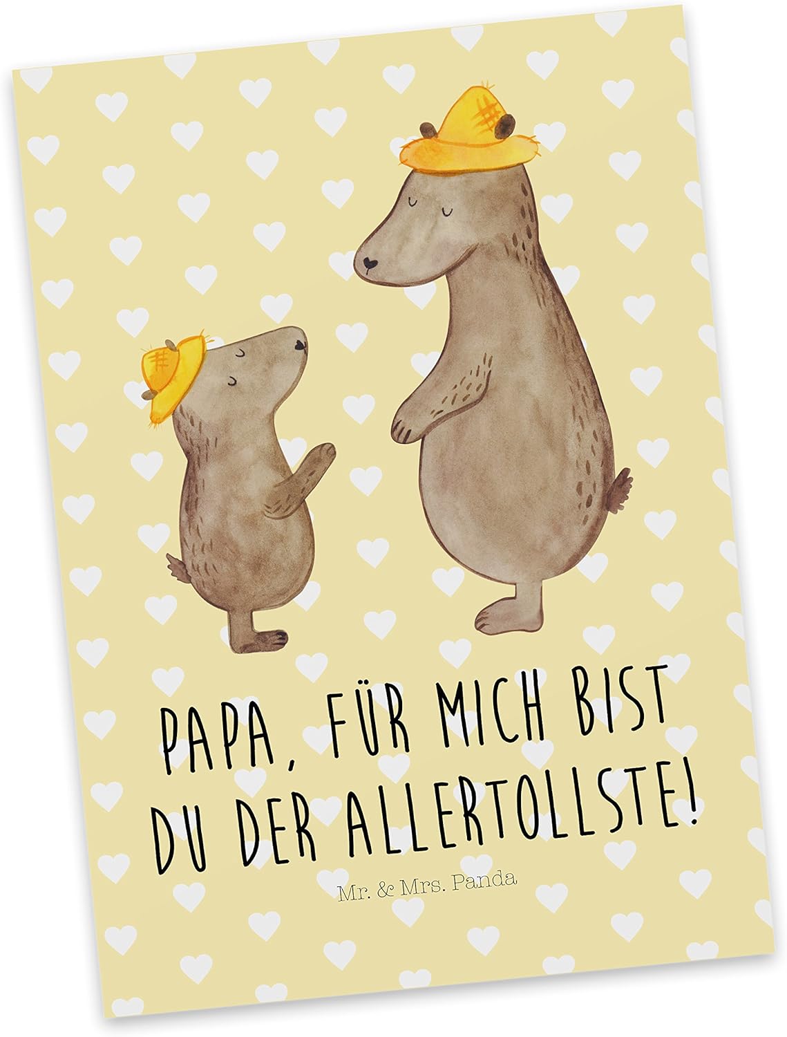 Mr. & Mrs. Panda Grußkarte, Geschenkkarte, Postkarte Bären mit Hut mit ...