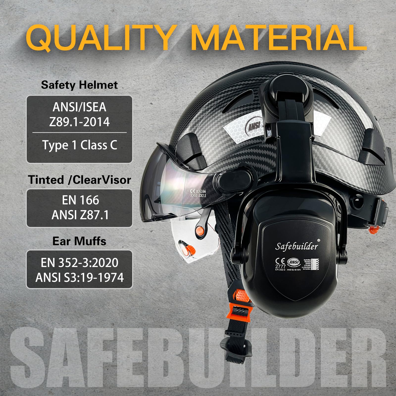 Mua Industrial Safety Helmet with Visor Ear Muffs Hard Hat with Visor ...