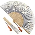 Amazon.com: Meisuitd Elegant Black Bamboo Folding Fan Hand Held Fan 8. ...