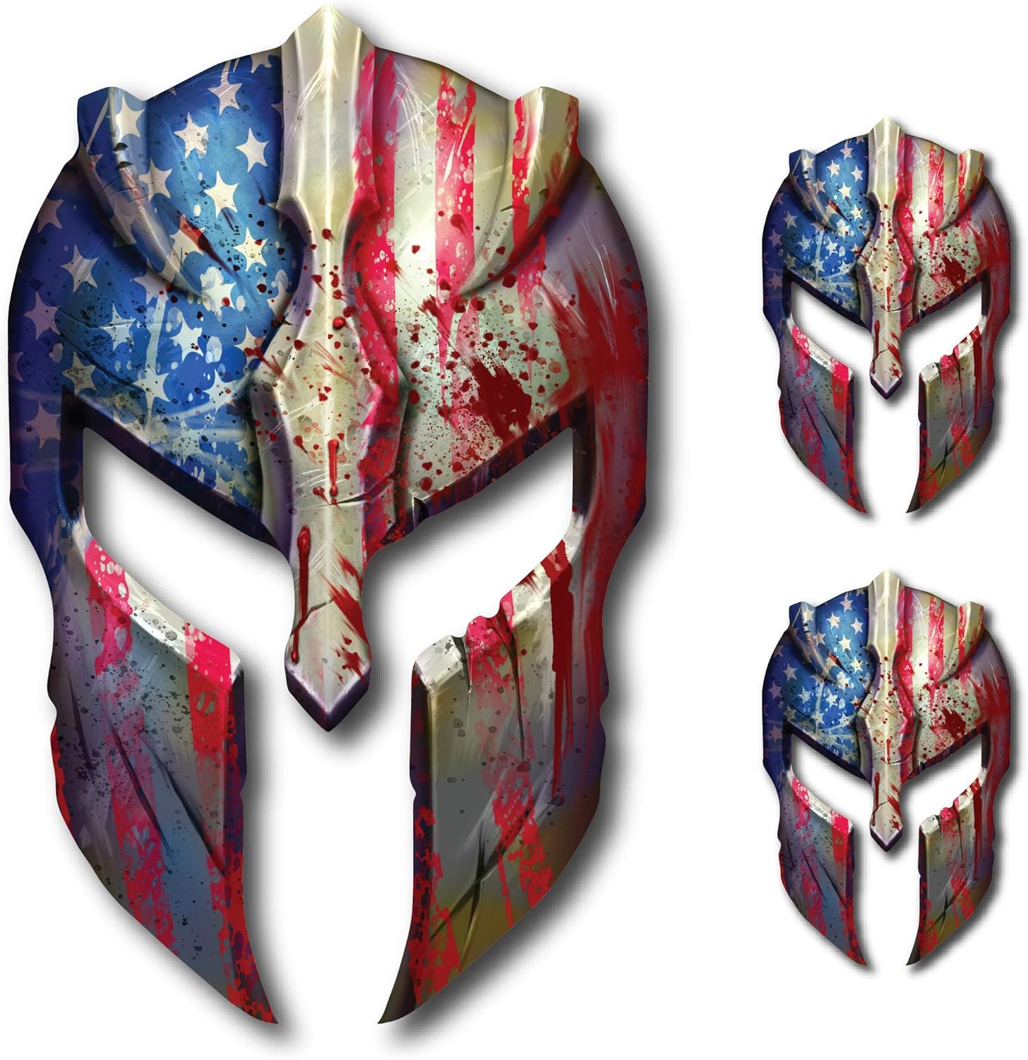 Amazon.com: Pack of 3 USA Spartan Helmet Decal Distressed Tattered ...