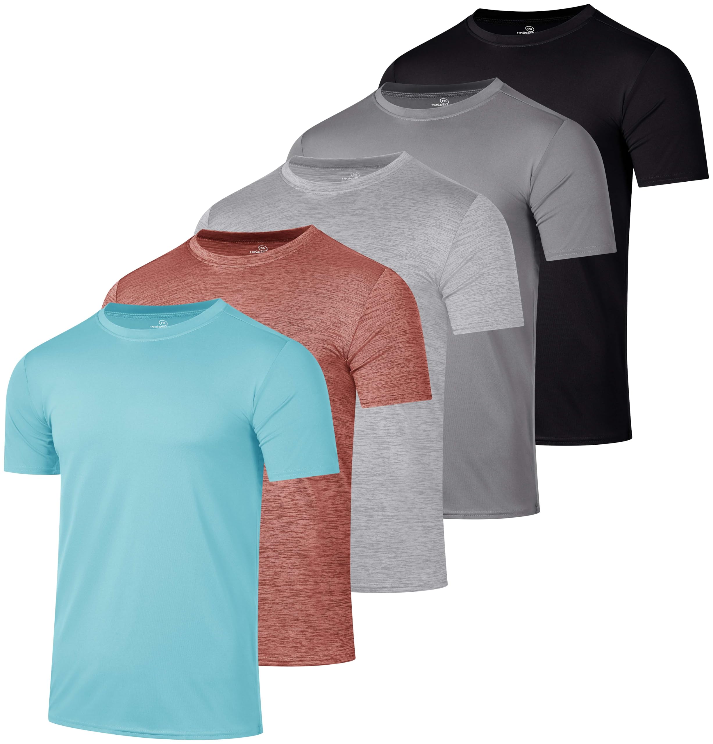 5 Pack Men’s Active Quick Dri Dry Fit Crew Neck T Shirts Athletic ...