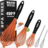 Amazon.com: Walfos Whisk, Silicone Whisks Set of 5, Mini Stainless ...