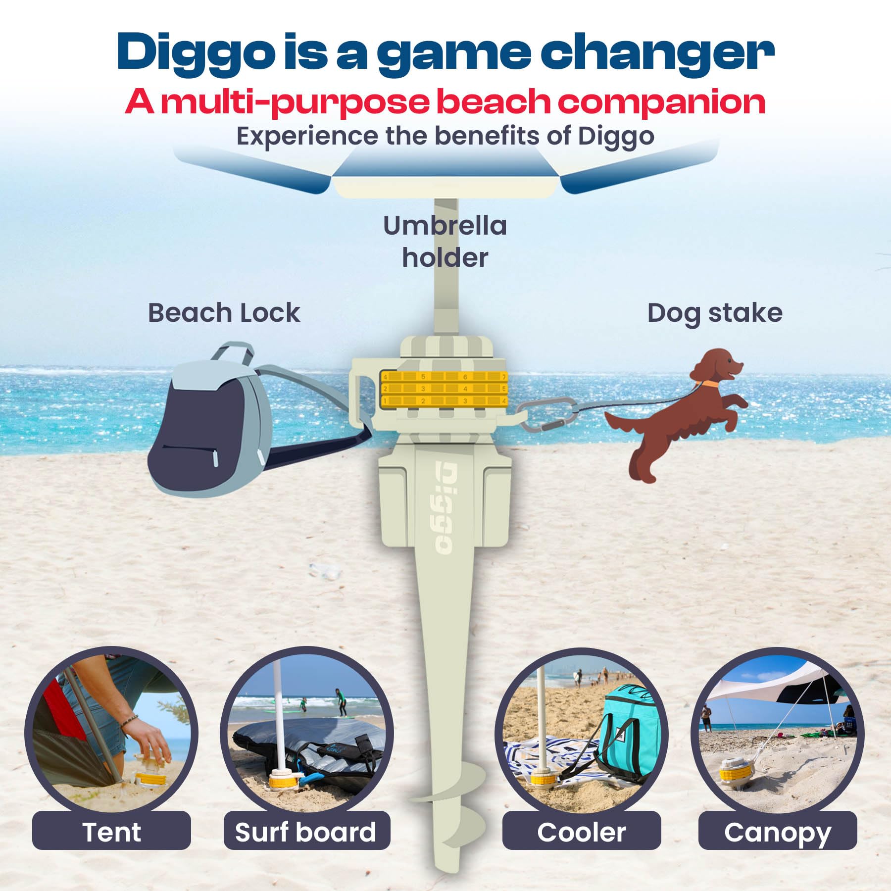 Mua Sand Beach Lock Anchors for Umbrella, Dog Leash, and Bag or ...