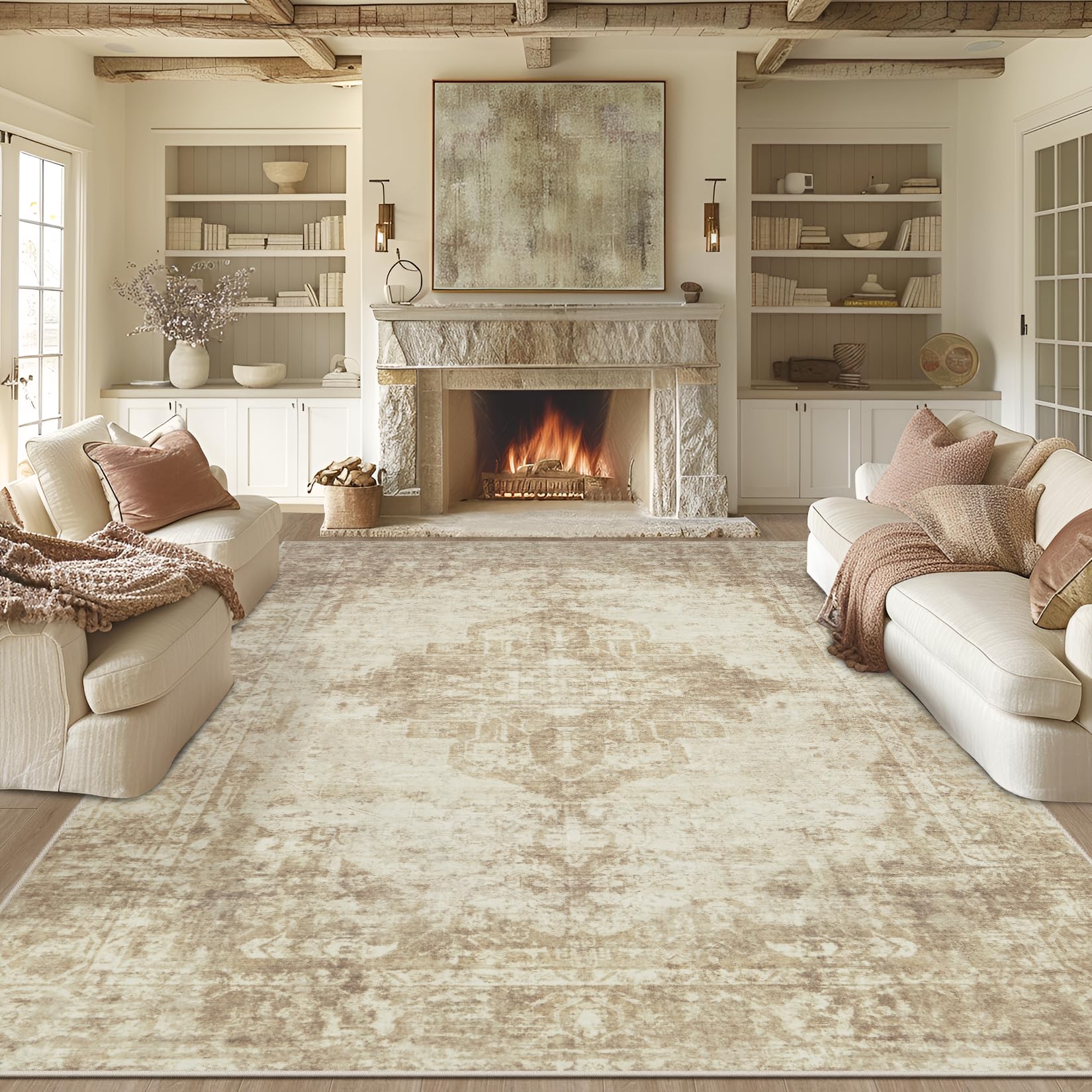 8x10 Area Rugs Washable Rug: Lagre Vintage Living Room Rug with Non ...