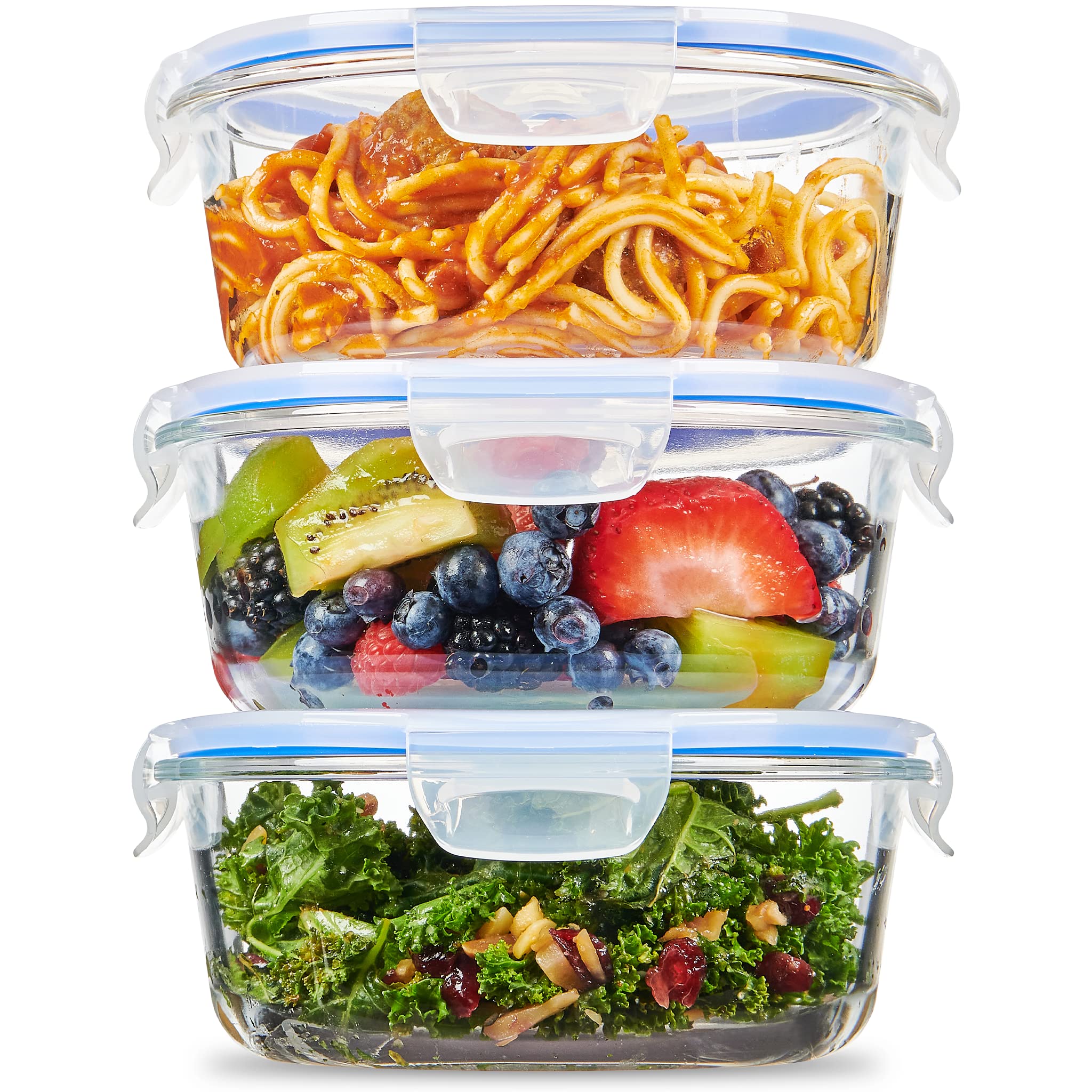 FineDine 6-Piece Superior Glass Food Storage Containers Set, 32oz ...