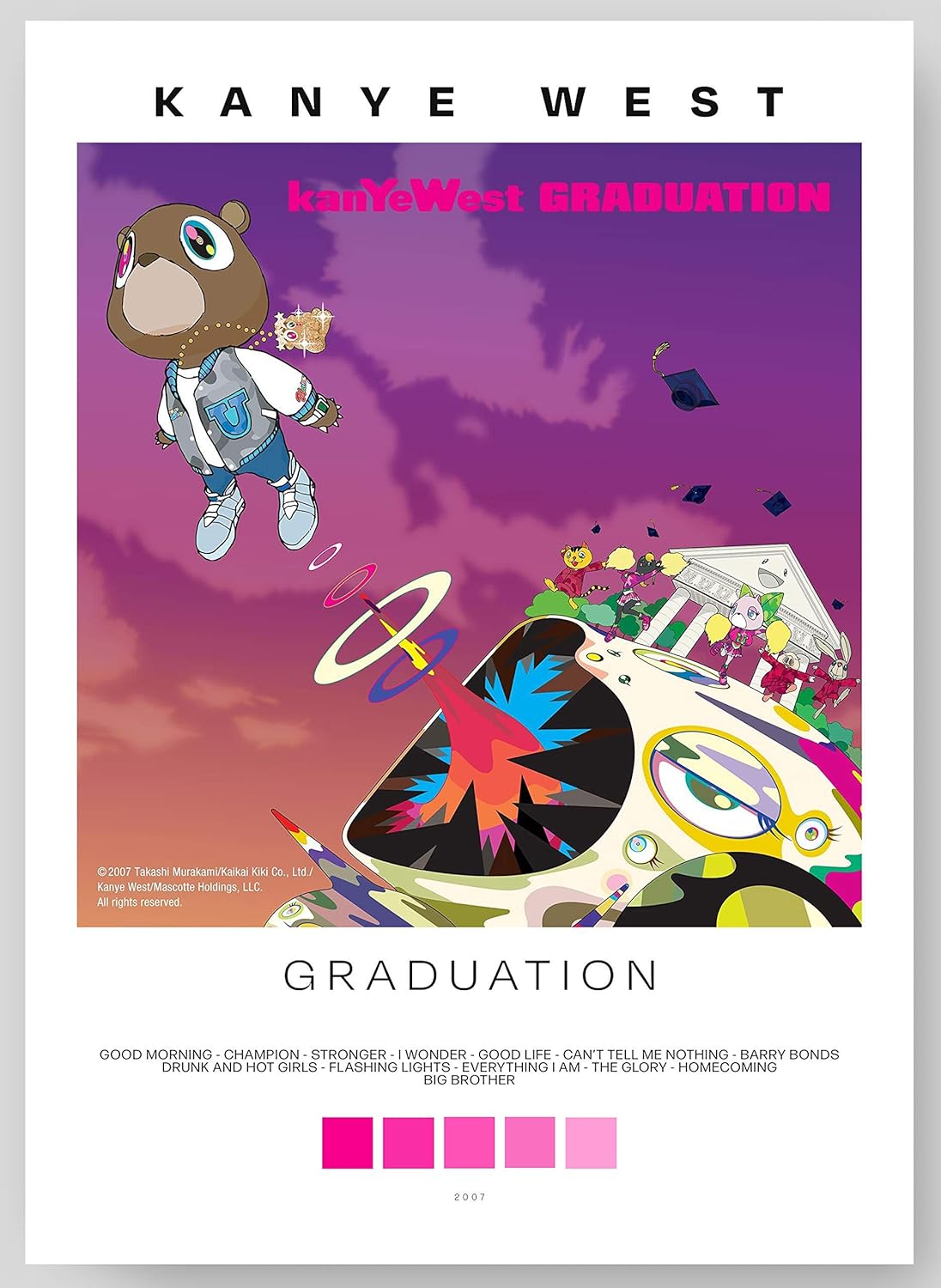 Kanye West - Graduation Album Cover Poster Print With Track List and ...