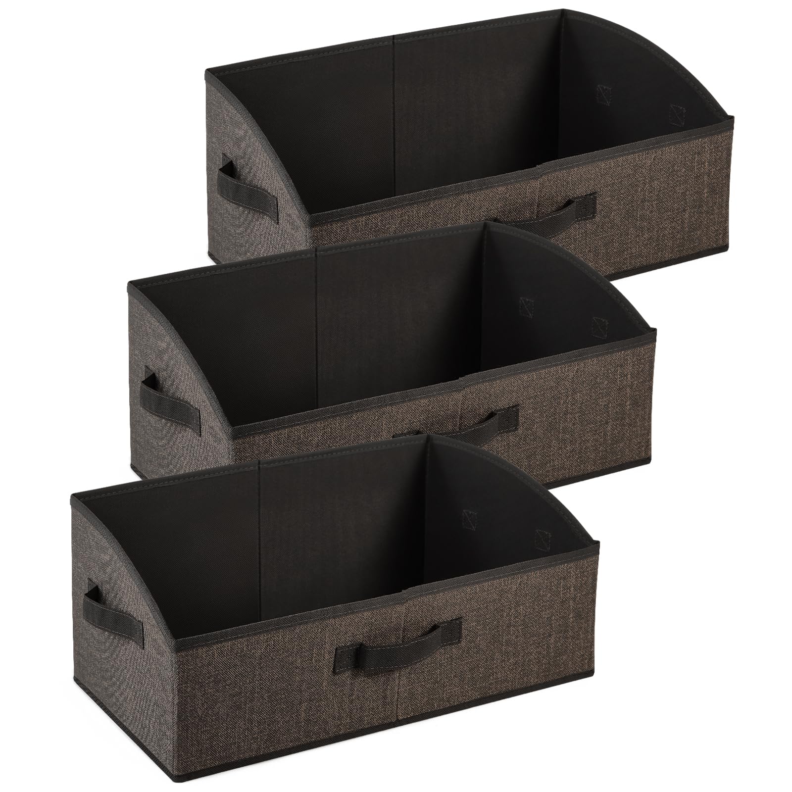 DAYARD Fabric Bins [3-Pack], Trapezoid Storage Bins with Handles ...