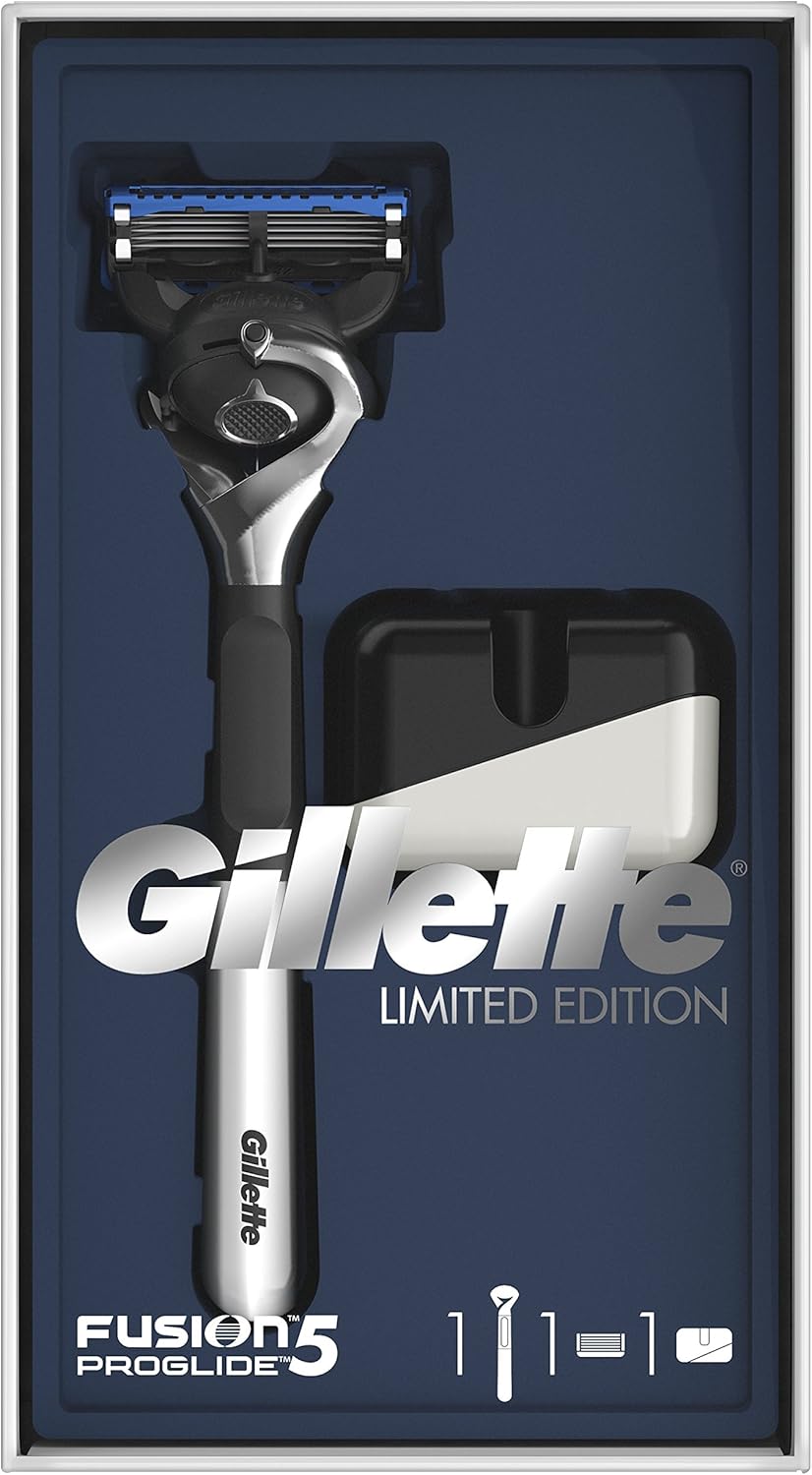Gillette Gift Set for Men Fusion5 ProGlide Chrome Razor Limited Edition ...