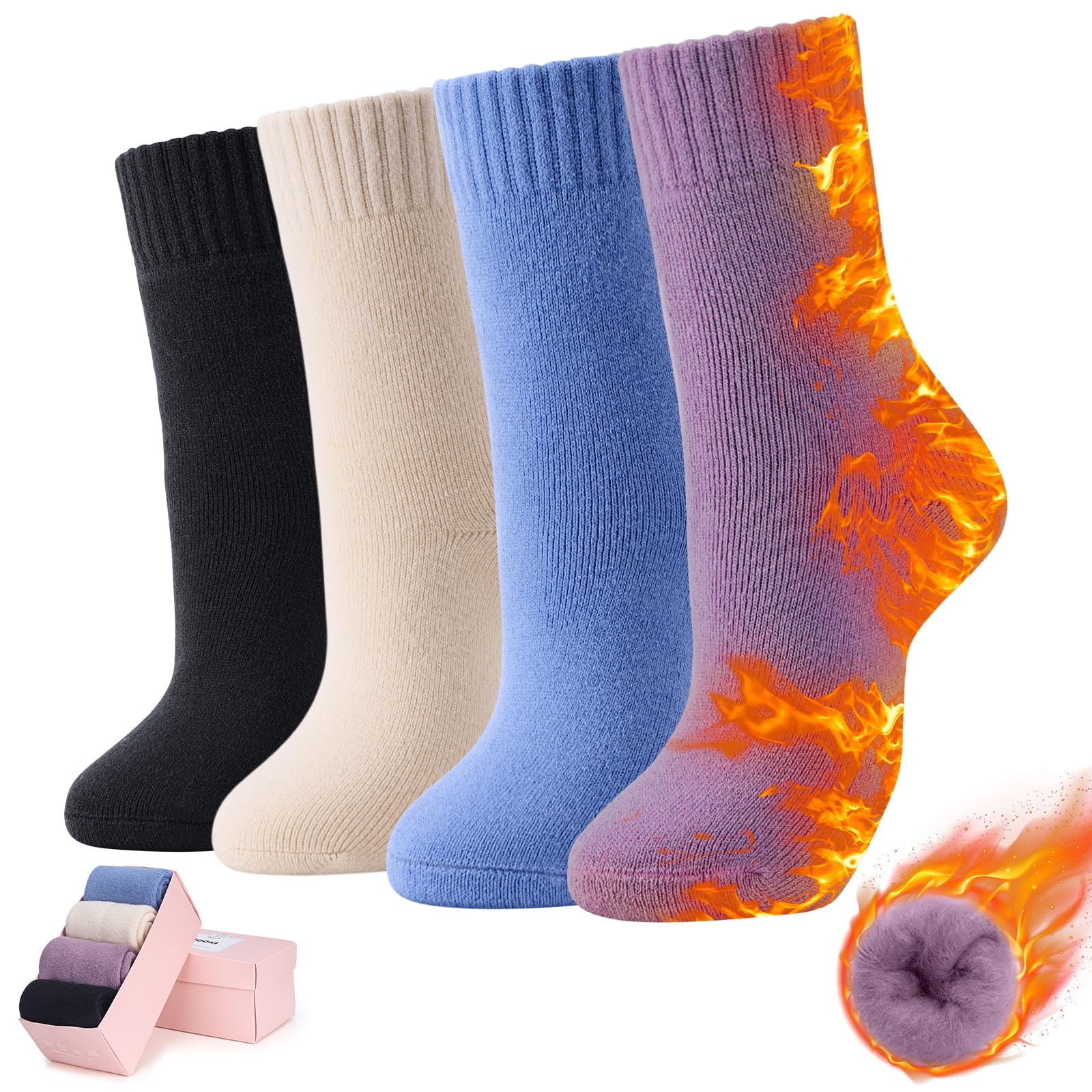 SISOSOCK Thermal Warm Soft Cozy Fluffy Socks for Women, Extreme Cold ...