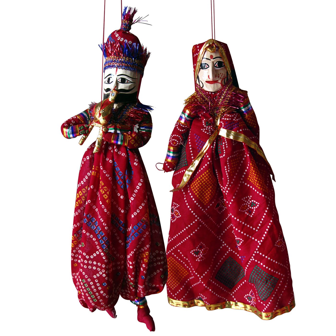 Hand Puppet Pair Painted Wooden Face Handmade Indian Home Decor: Amazon ...