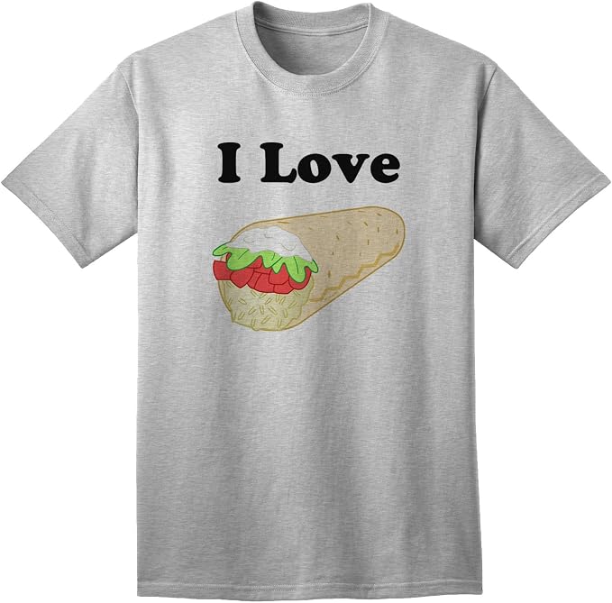 I Love Burritos - Funny Food Adult T-Shirt | Amazon.com