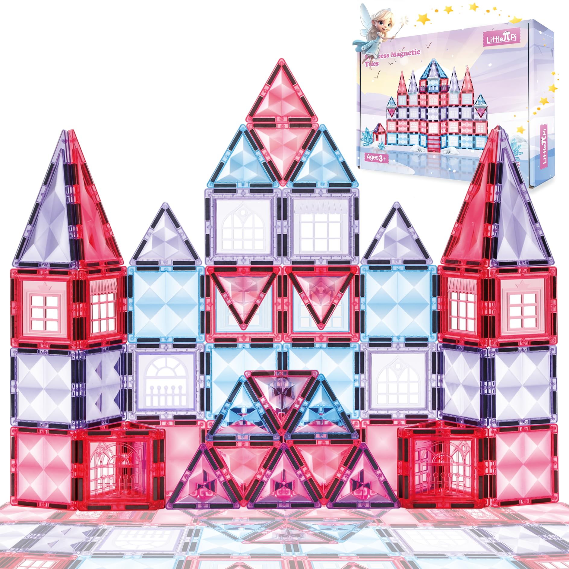 Little Pi 104pcs Frozen Princess Castle Magnetic Tiles Building Blocks ...