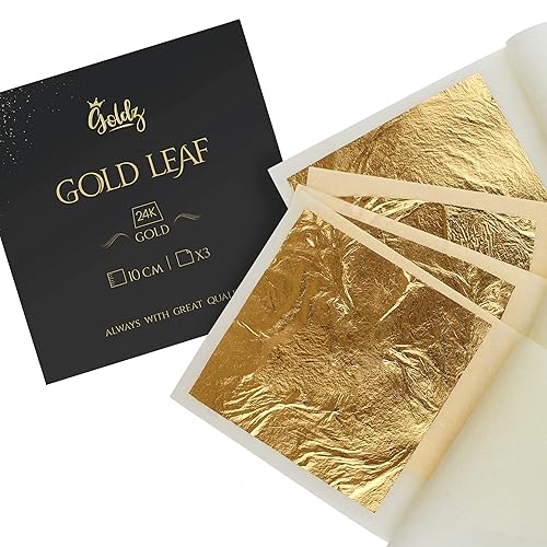 goldz: 24K Genuine Edible Gold Leaf - Real Gold Leaf - BIG Size 10cm x ...