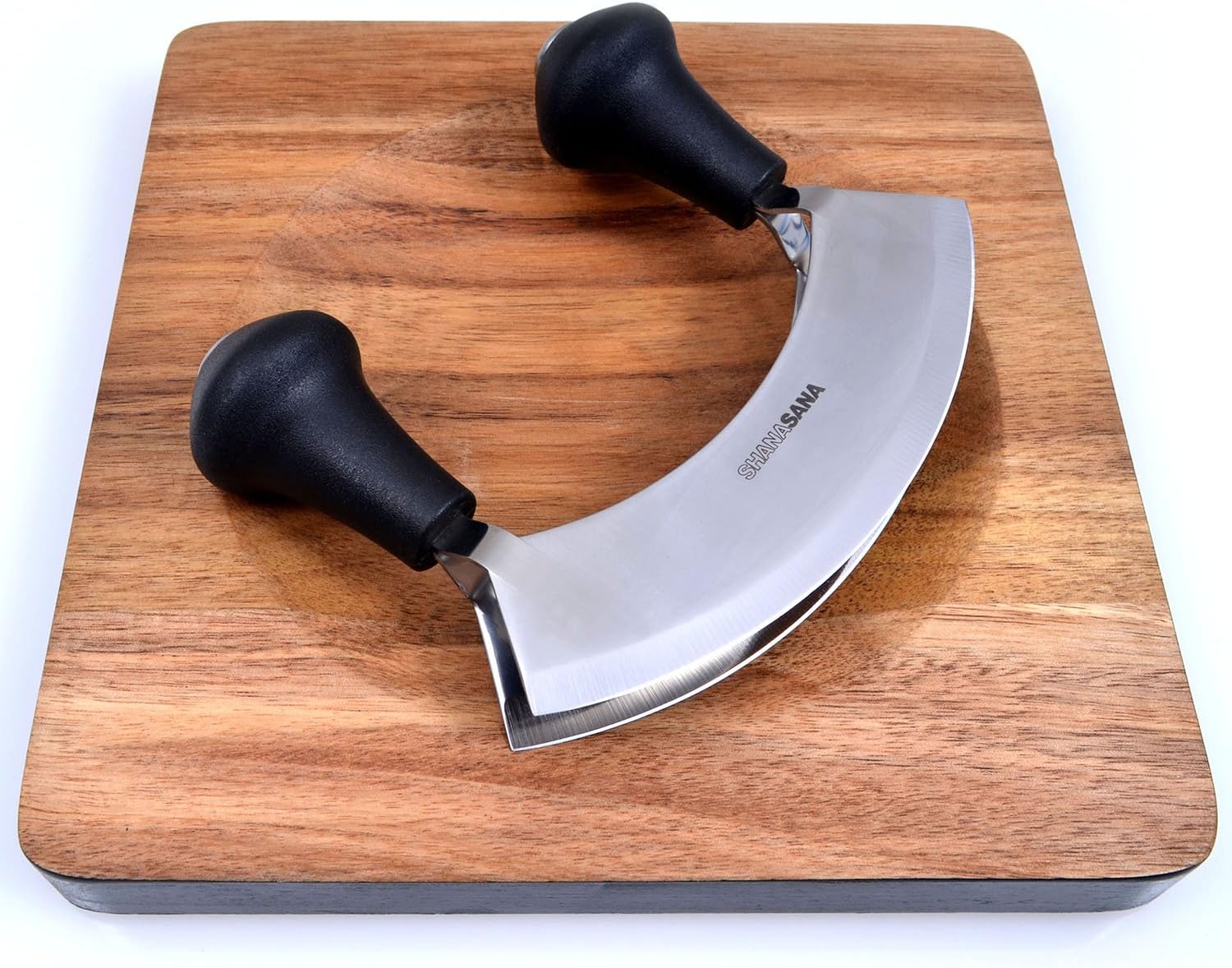 Mezzaluna Chopper Set (WOOD CUTTING BOARD INCLUDED) Incredibly Sharp ...