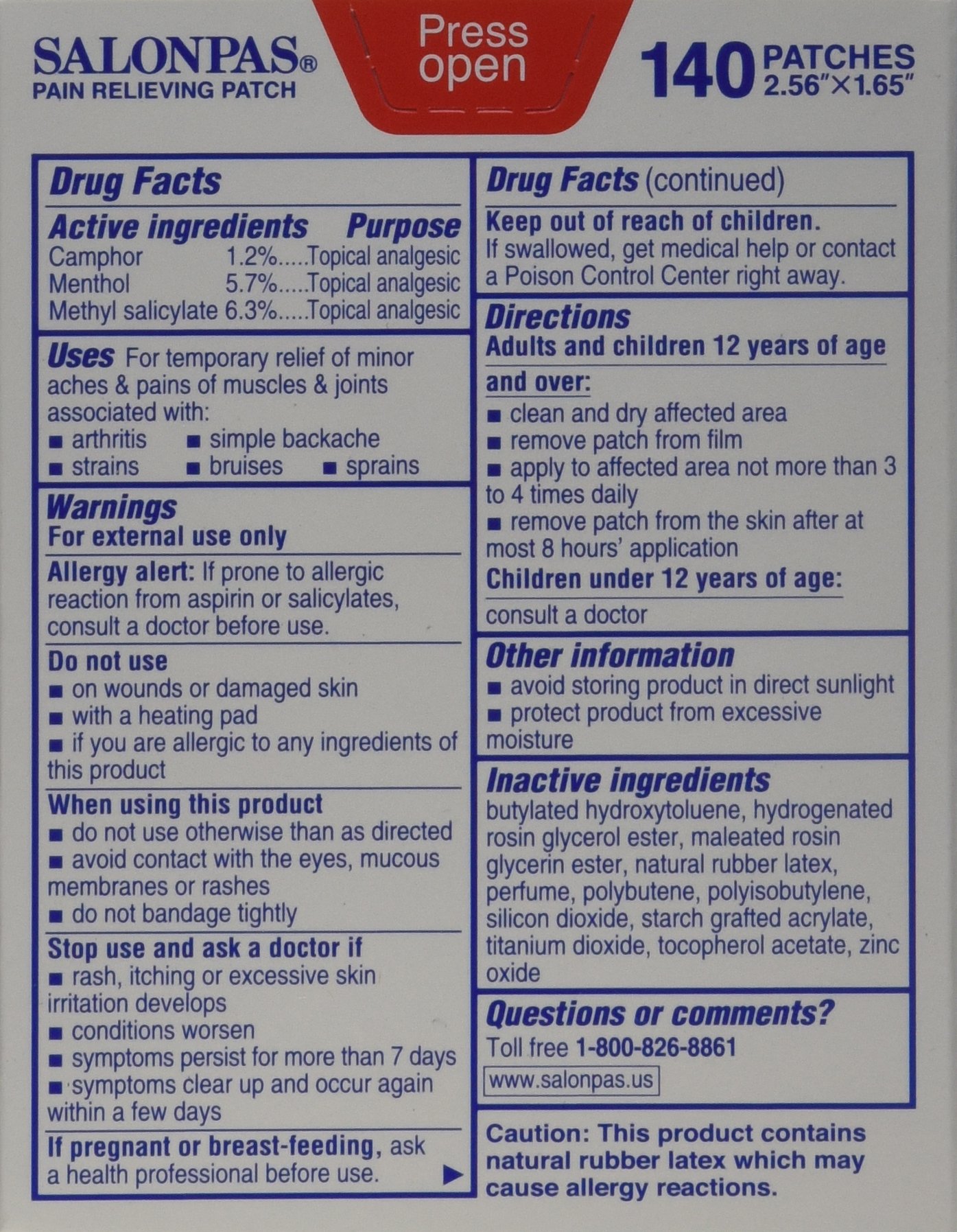 Mua Pain Relieving Patch, 140 Patches (2 Pack) Salonpas Pain Relieving ...