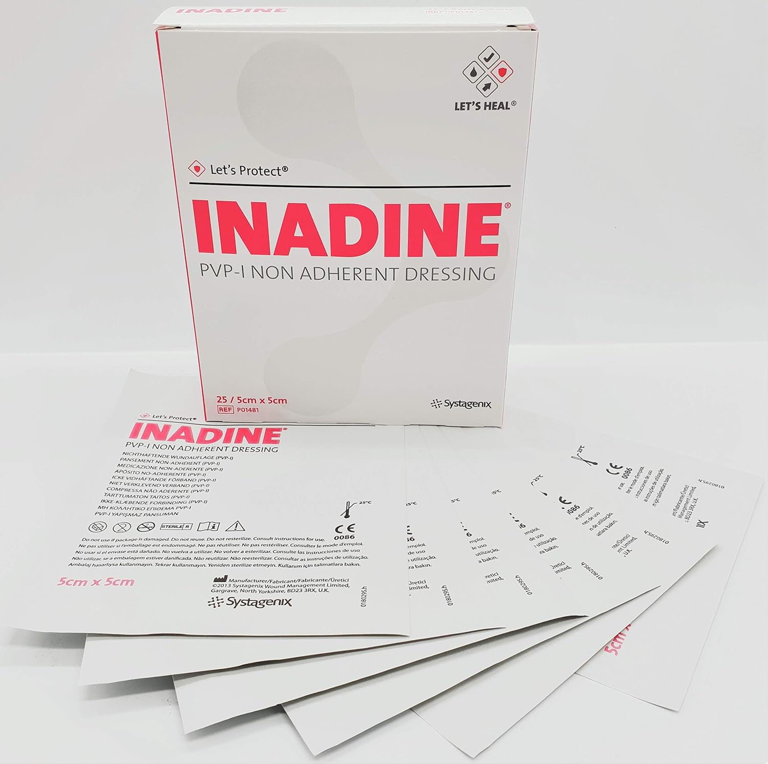 Inadine 5cm x 5cm x10 Non-Adherent Wound Dressings, Povidone-Iodine ...