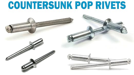 3/16" x 1/2" 100-5k Aluminum Pop Rivets Flat Head Countersunk Blind ...