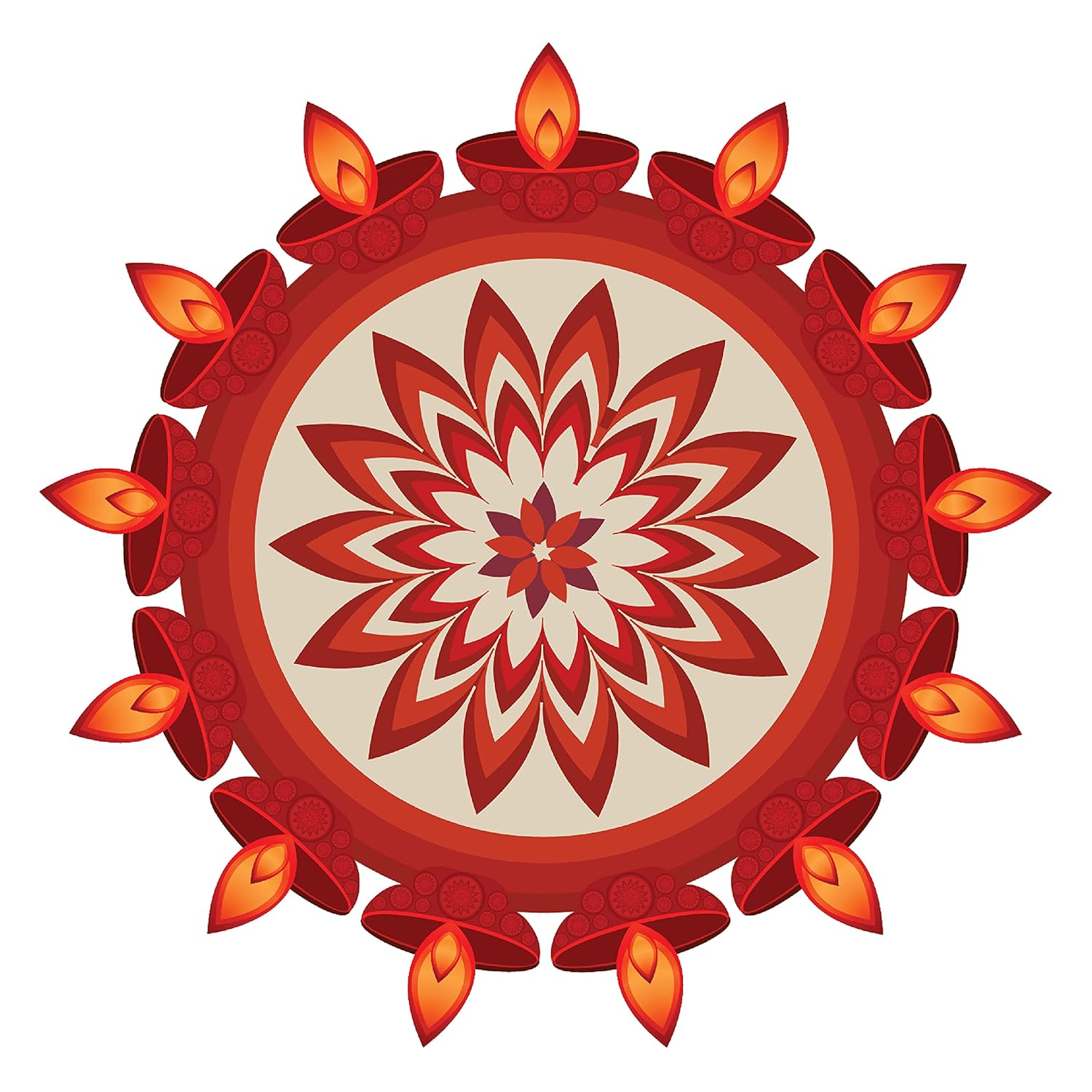 Buy woopme Deepak Rangoli Traditional Design Sticker for Home Pooja ...