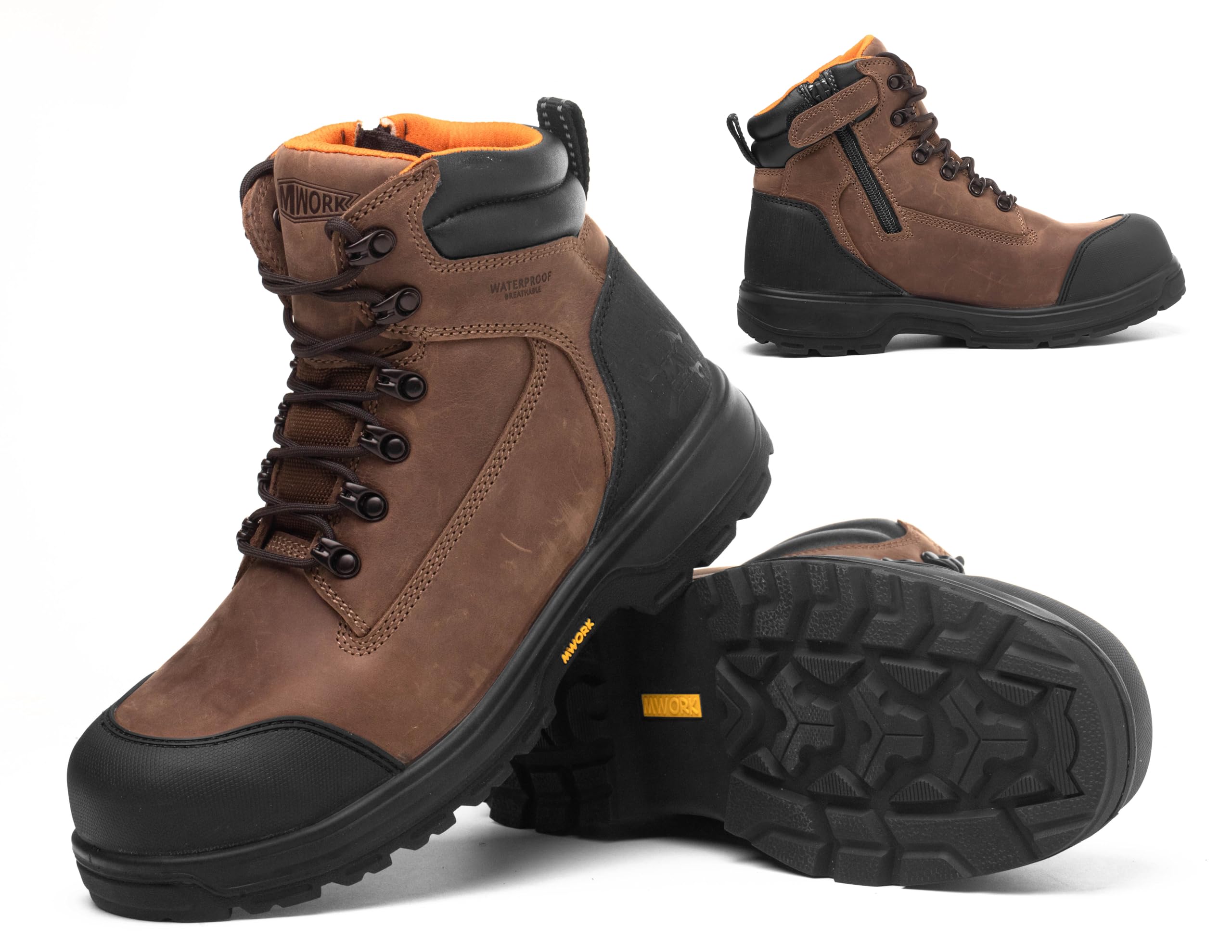 MWORK 6" Safety Work Boots For Men Waterproof ASTM F2413-18 Composite ...