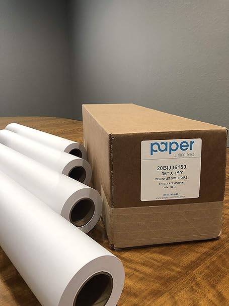Amazon.com: Paper Unlimited CAD Paper Rolls, 36" x 150', 92 Bright, 20 ...