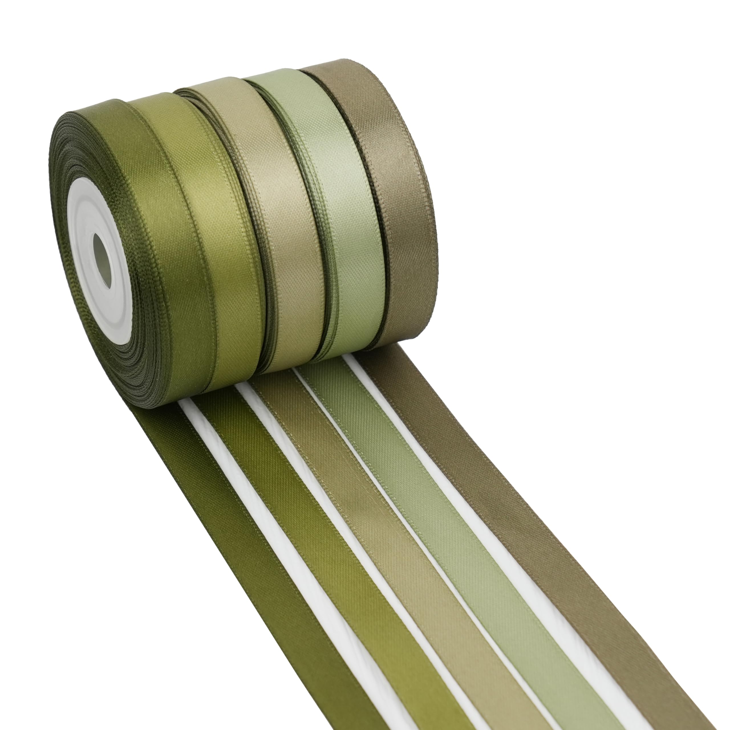 DINDOSAL Sage Green Ribbon 3/8 Inch Moss Green Satin Ribbon 5 Rolls ...