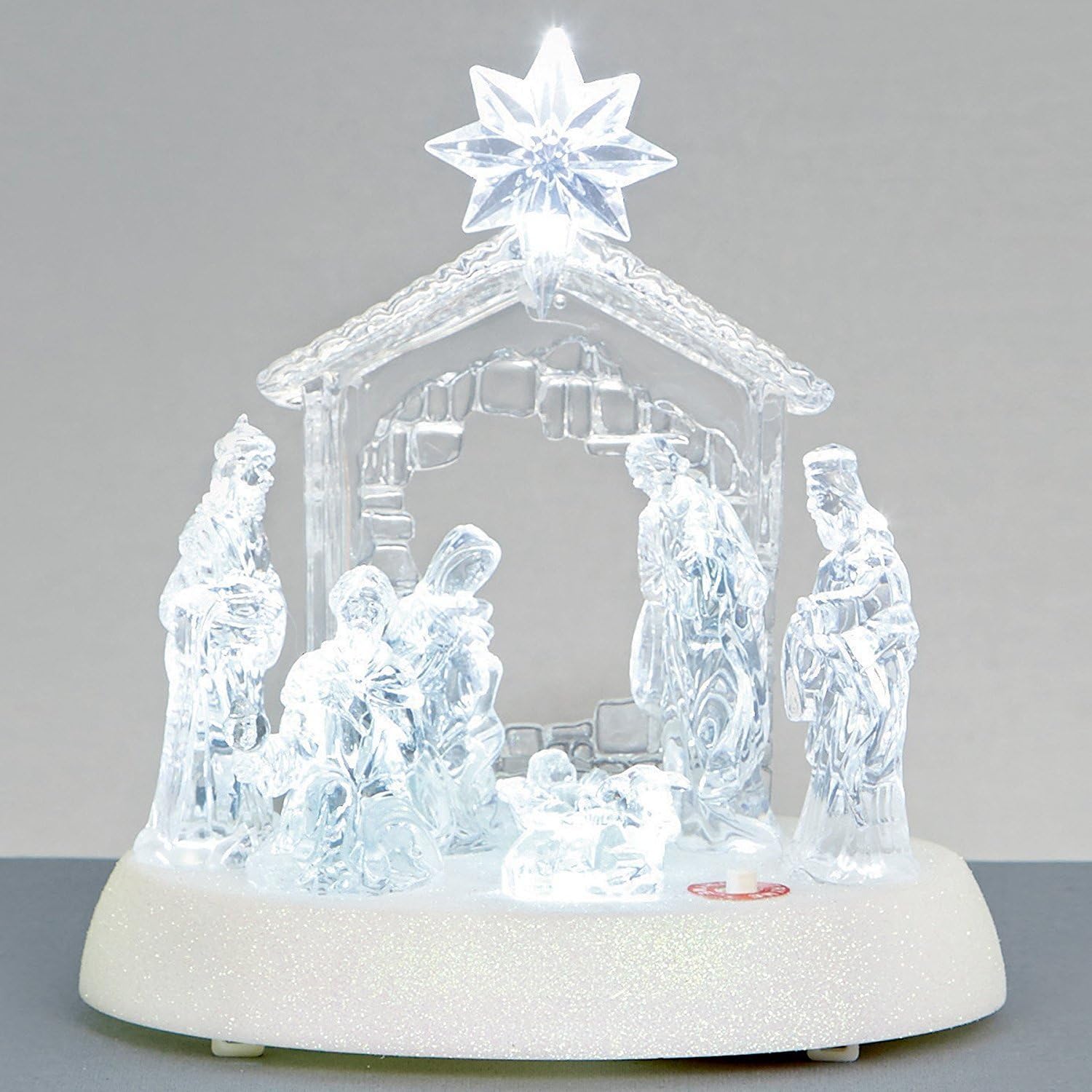 Premier 20cm Christmas Light up Musical Acrylic Nativity Scene: Amazon ...