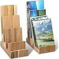 Amazon.com : Yousoontic 2 Pcs Brochure Holder 4 Tier Acacia Wood ...