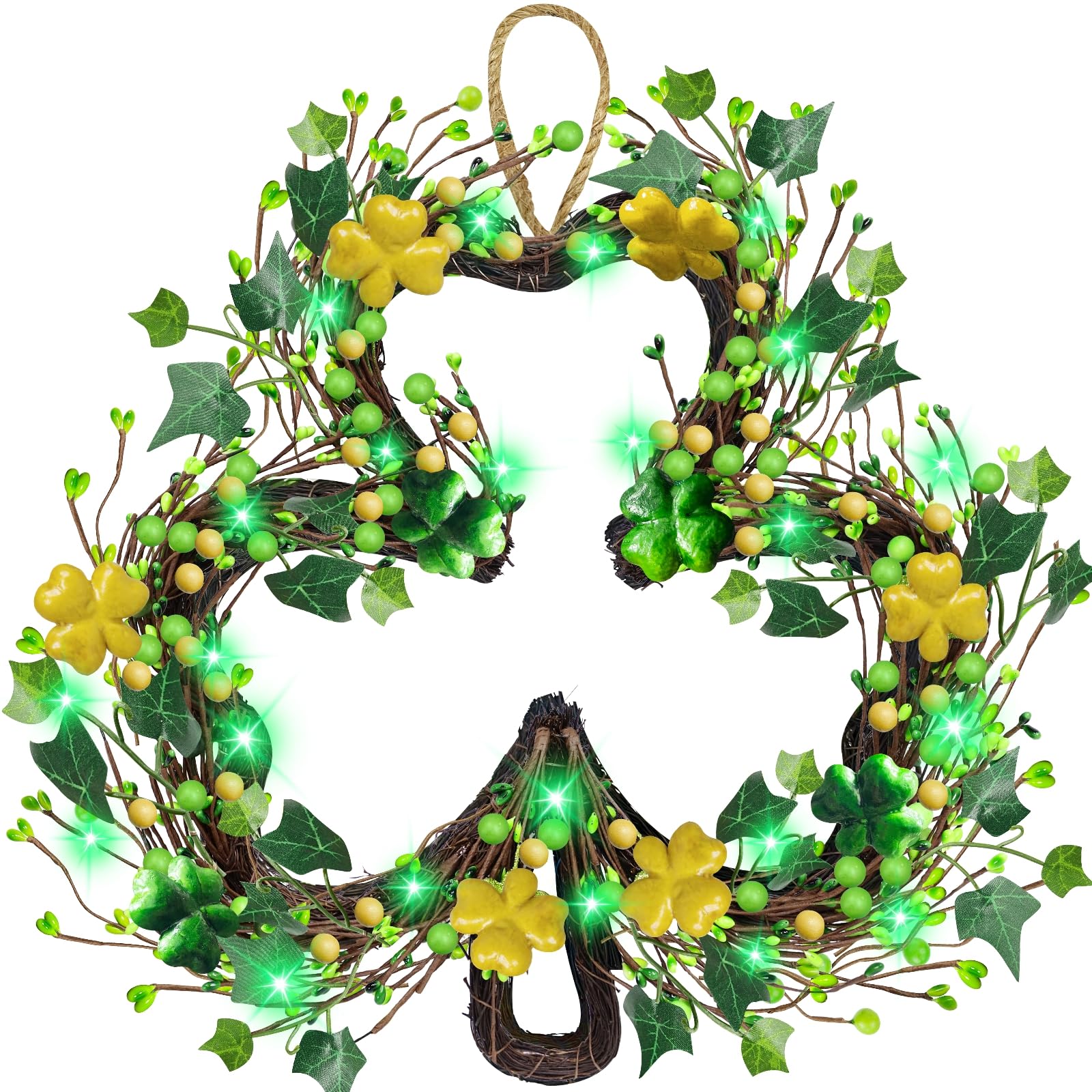 St Patrick's Day Wreath Decorations, 18 Inch Artificial Shamrock ...