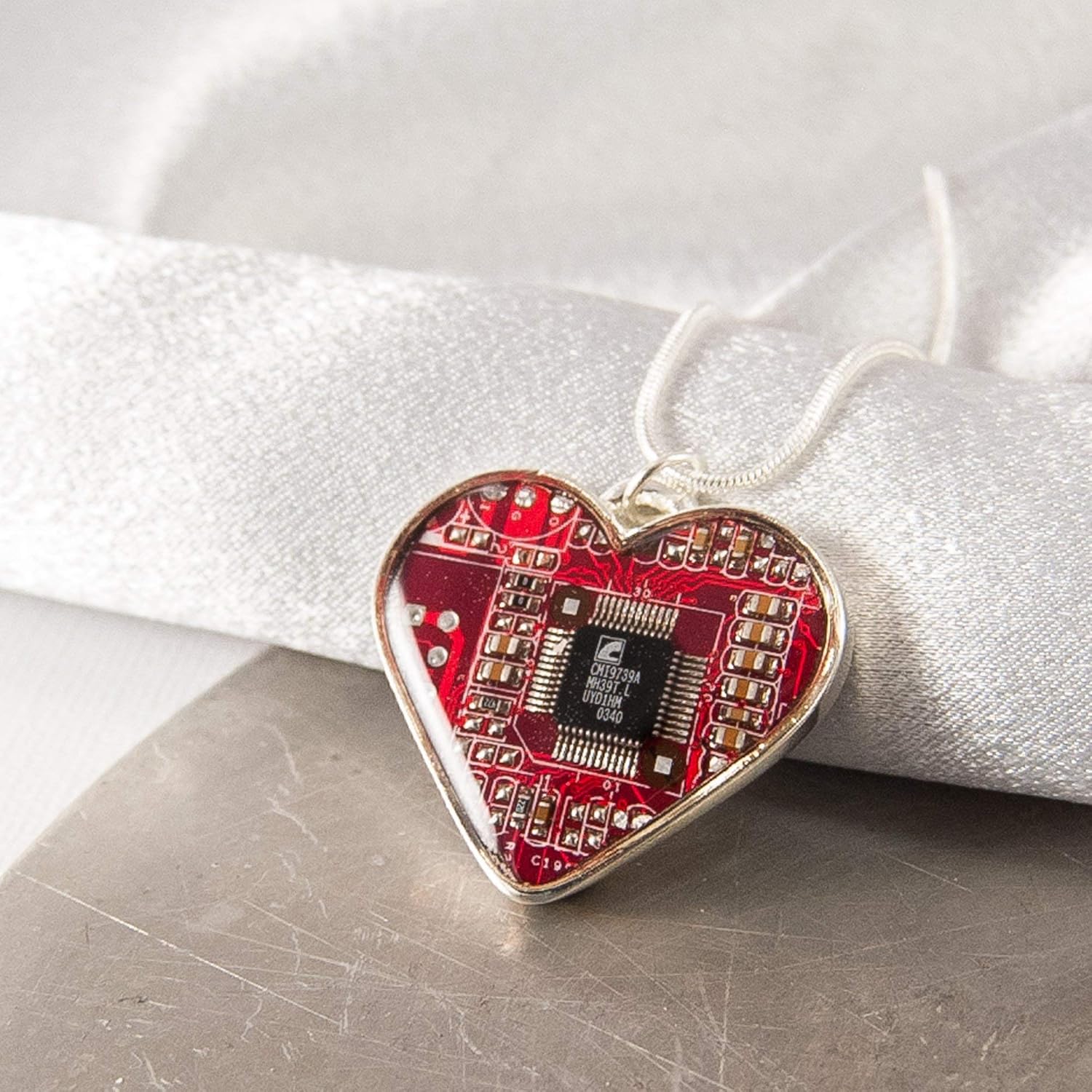 Amazon.com: Recycled Circuit Board Heart Necklace: Handmade