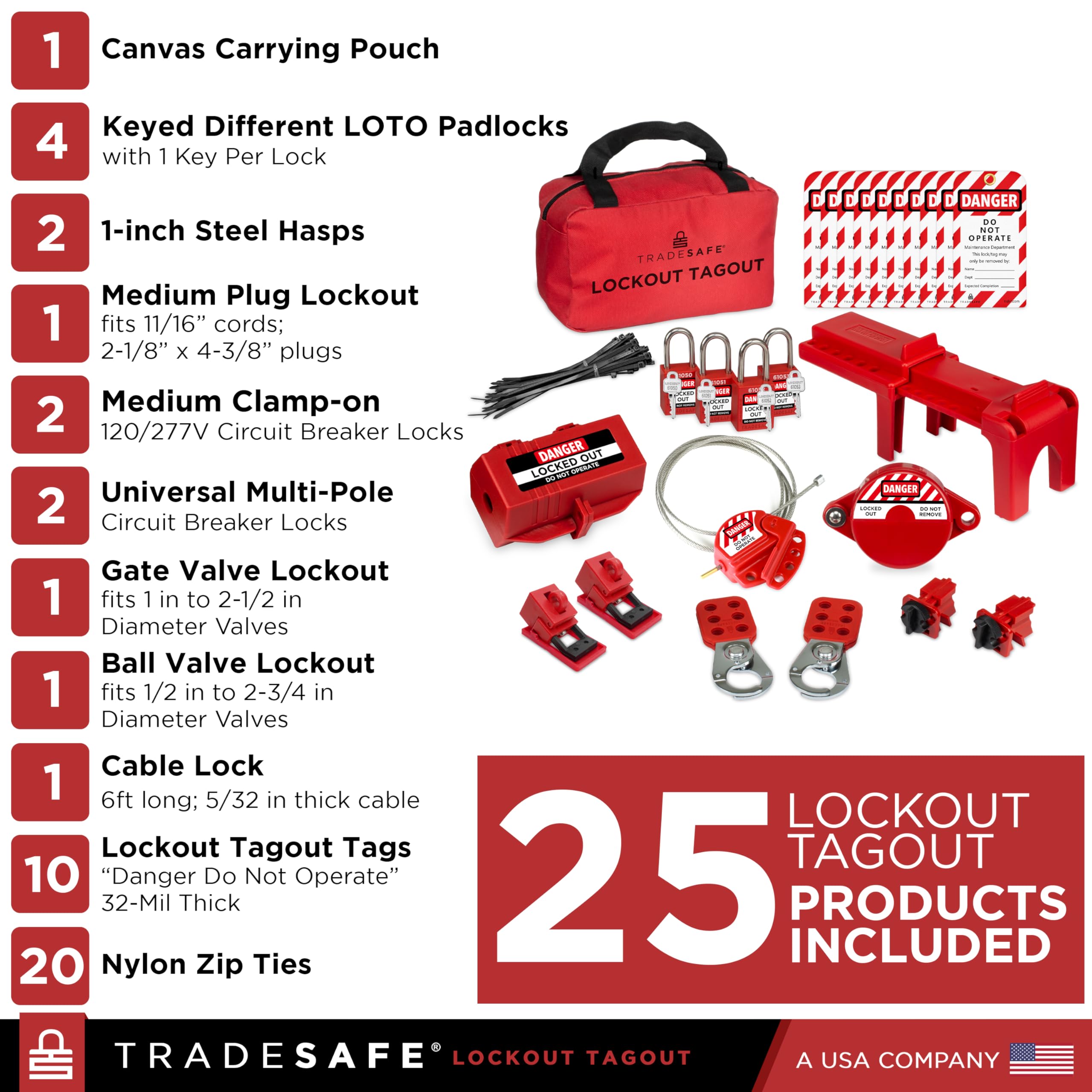 Mua TRADESAFE Professional Lockout Tagout Kit - Loto Locks, Gate Valve ...