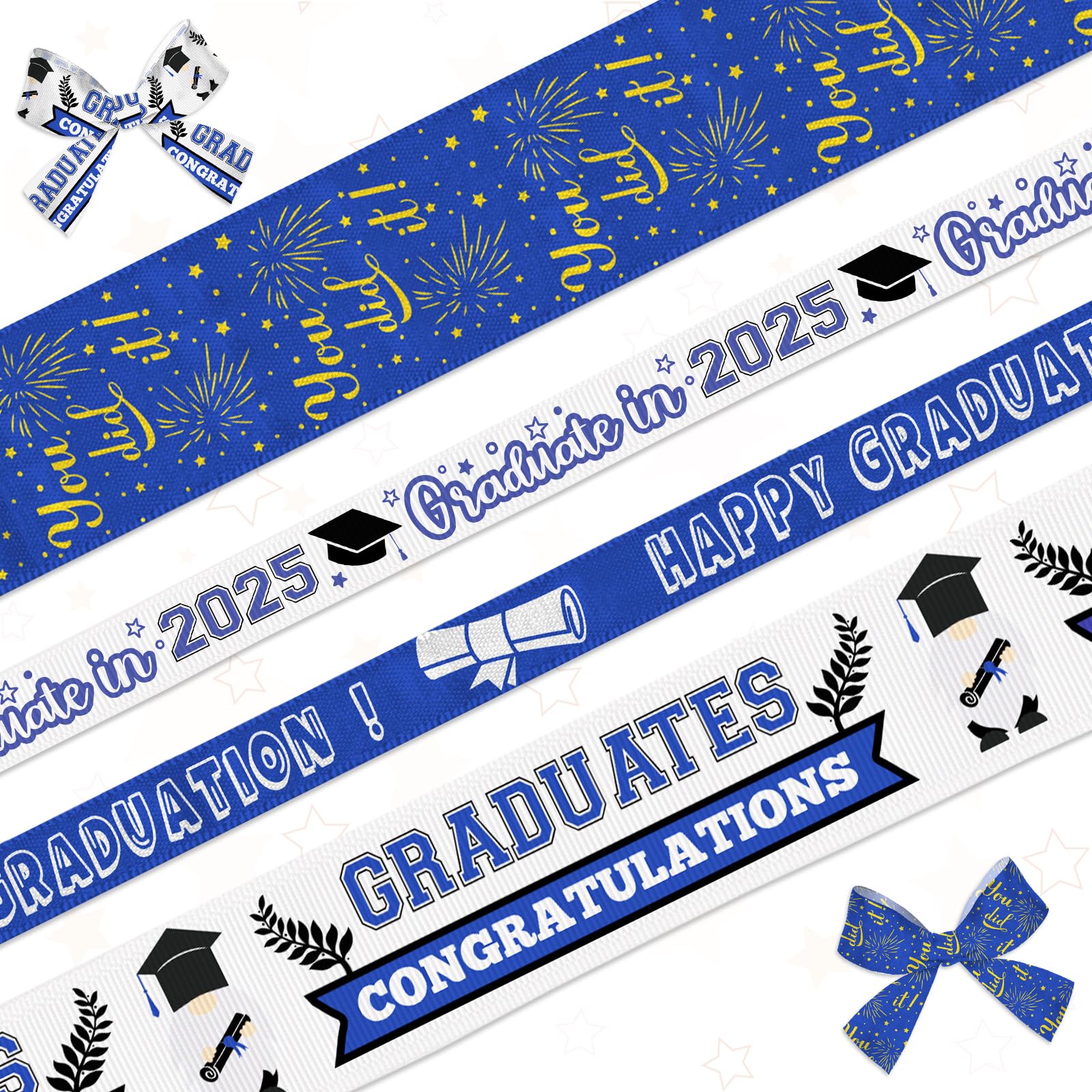 Hying 4 PCS 2025 Graduation Ribbons, 1" and 3/8" Width Grosgrain ...