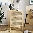 Amazon.com: VINGLI Rattan Nightstand with Charging Station, 19" W ...