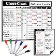 Amazon.com: Magnetic Chore Chart Dry Erase Whiteboard Set - Pocket Charts for Multiple Kids ...